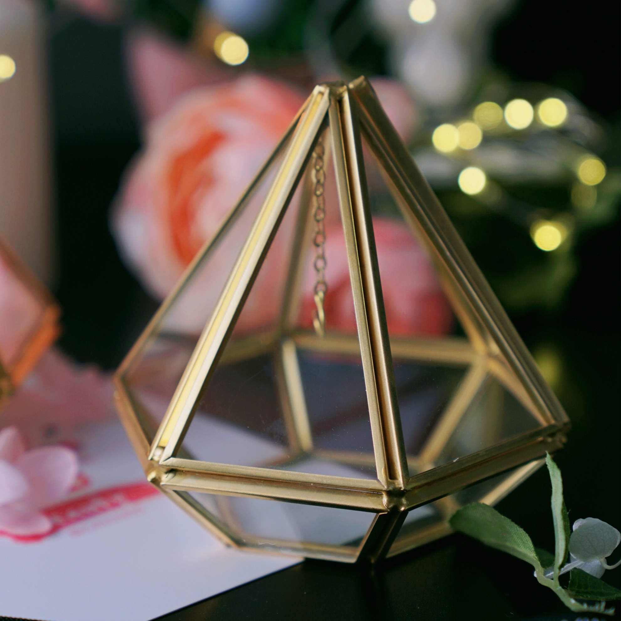 Flower Geometric Glass Box Prismwedding Ring Box - Etsy