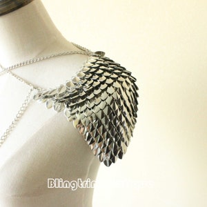 Shiny Handmade Scalemail Shoulder Armor, Silver Scalemaille Chain ...
