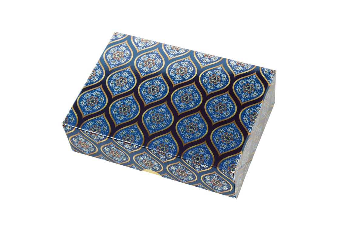 Designer Royal Blue & Gold 1kg Indian Sweet Boxes Mithai - Etsy UK