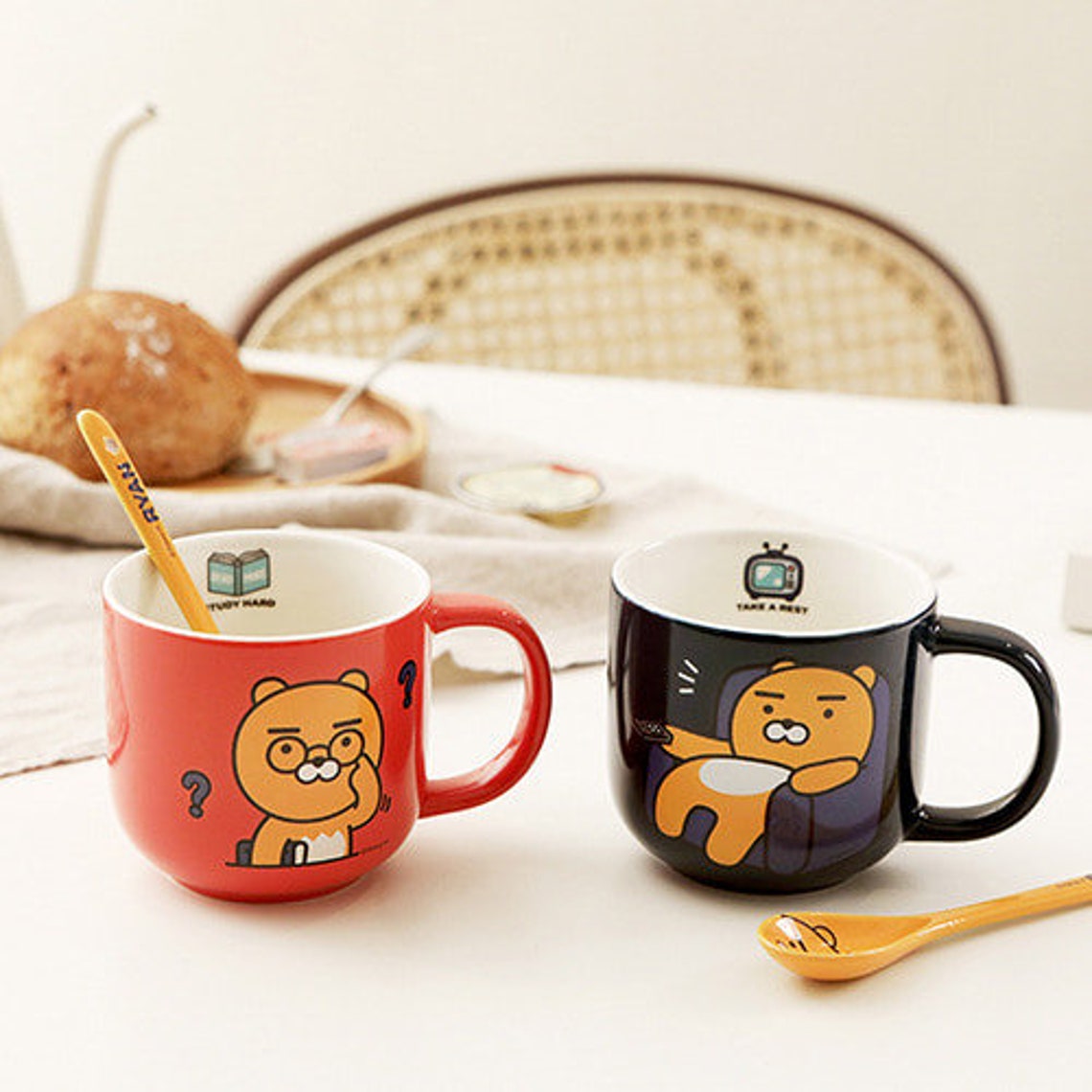 Kakao Friends Ryan Daily Mug 2P Spoon 2P Set Mug Cup Spoon Set - Etsy