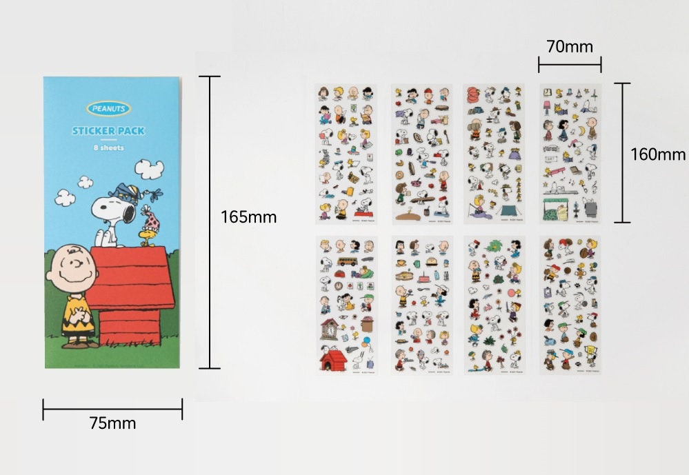Peanuts Deco Snoopy Sticker 8 Sheet Pack Cute Stickers - Etsy