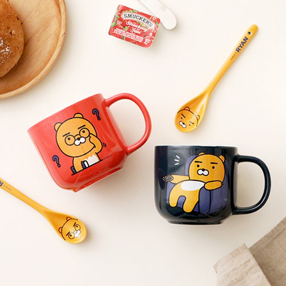 Kakao Friends Ryan Daily Mug 2P Spoon 2P Set Mug Cup Spoon Set - Etsy