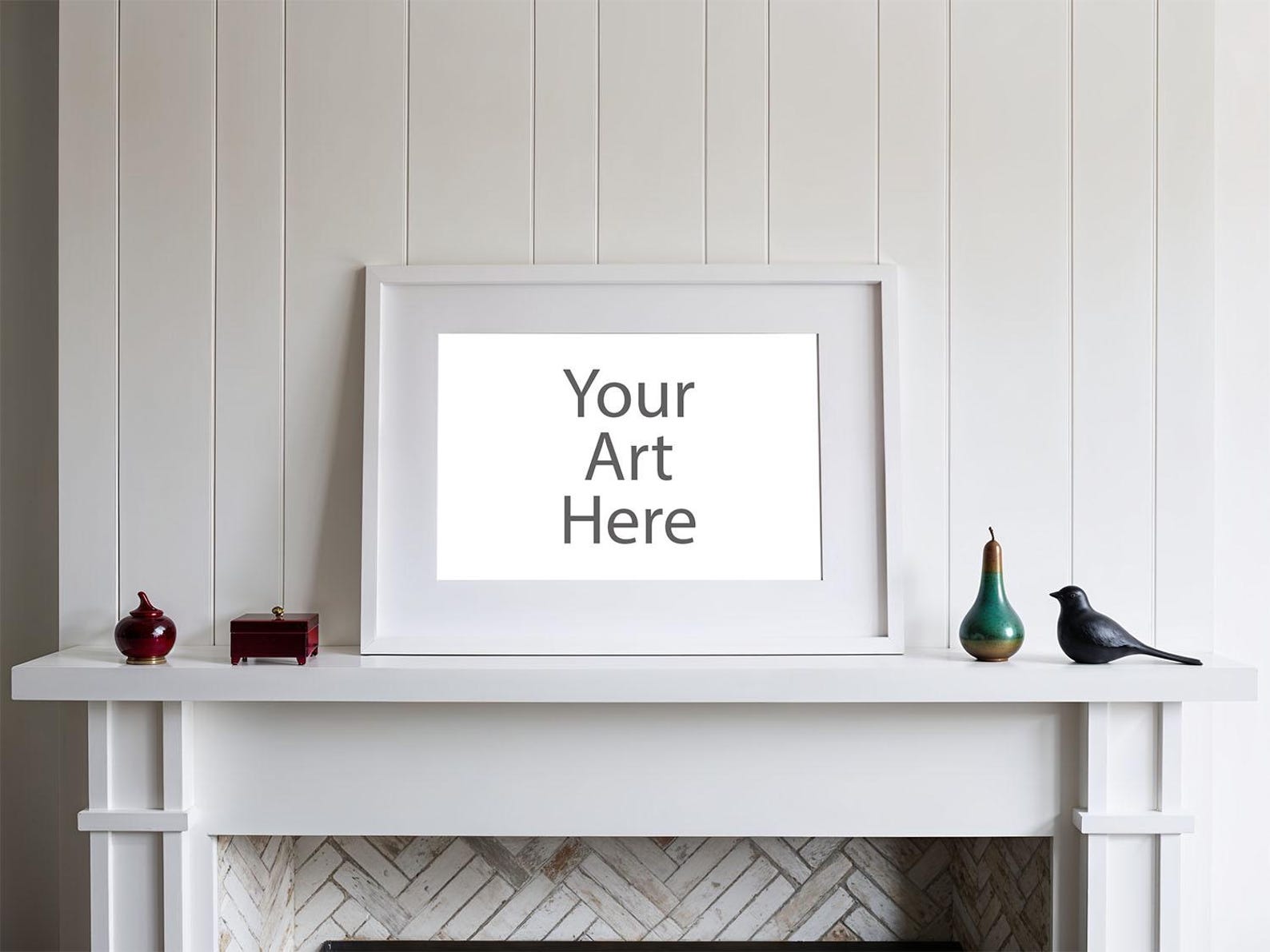 White Horizontal Frame Mockup, White Landscape Frame Mockup, Frame ...