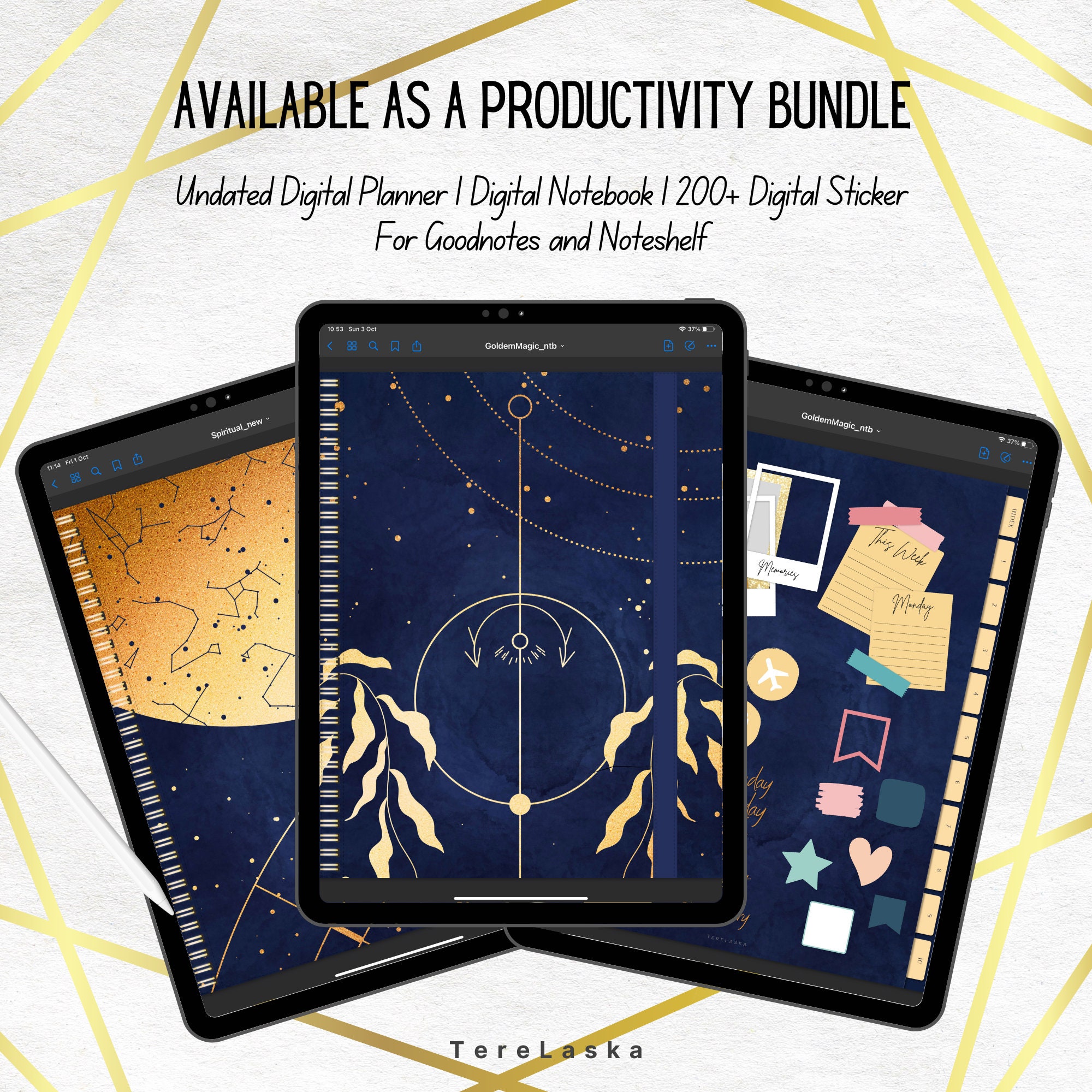 Golden Magic Digital Planner Goodnotes Weekly Planner | Etsy