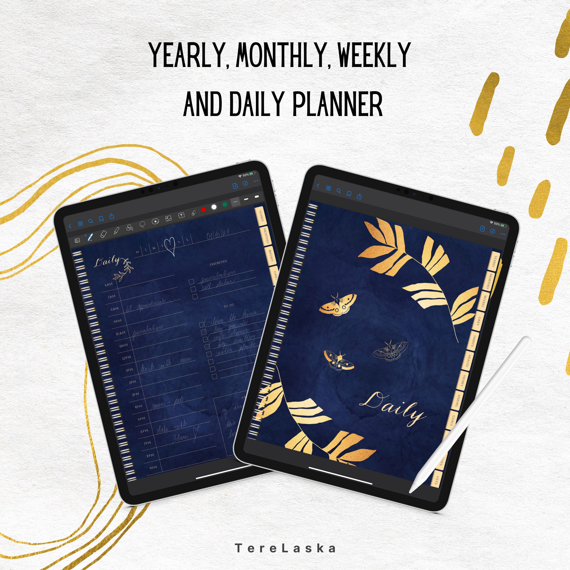 Golden Magic Digital Planner Goodnotes Weekly Planner | Etsy
