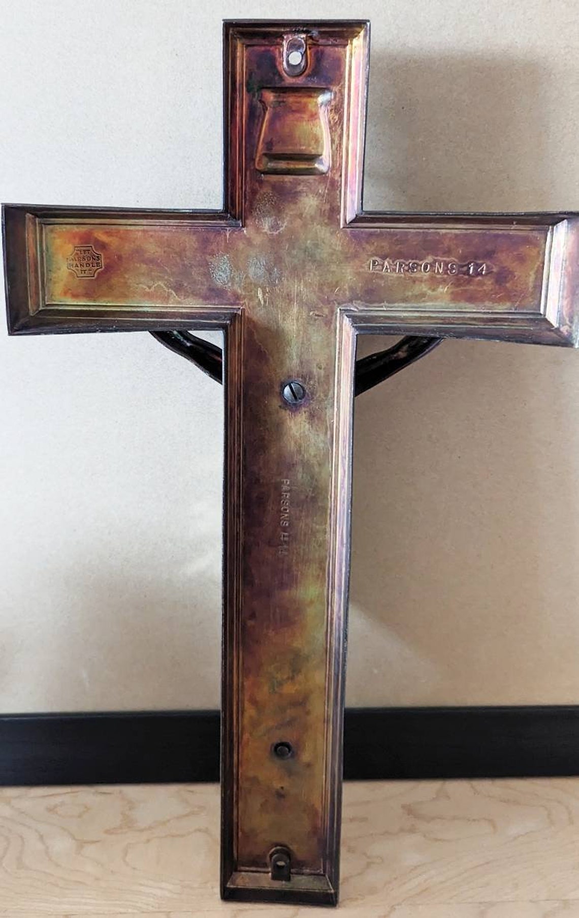 Vintage Parson Crucifix Cross Christian Brass Jesus Mid Century Church ...