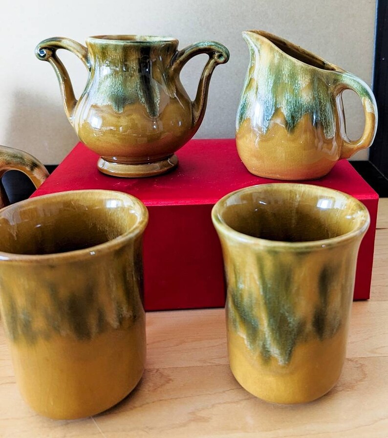 1950s Beauceware Quebec Glazed Ceramic Set of 5 Water Glass, Pitchers ...