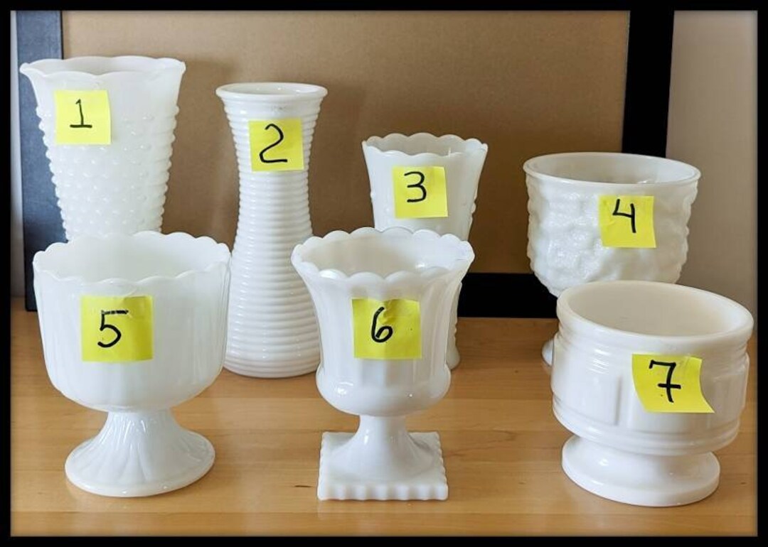 Choice of 7 Federal Milk Glass Vases Raised Patterns Bubbles - Etsy