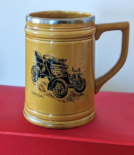 1903 Cadillac Ceramic Beer Mug Tankard 0.5 Liter W Handle 5" High X 3 ...