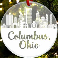 Nebraska Christmas Tree Ornament, Omaha Skyline Holiday Souvenir ...