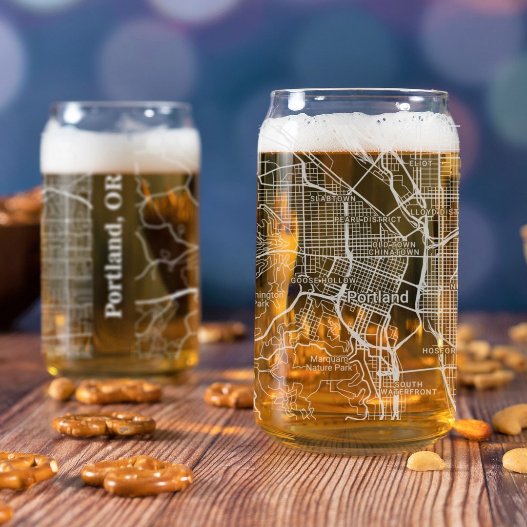 Portland Beer Can Glass, Portland OR Beer Can Glass Gift, Engraved City ...