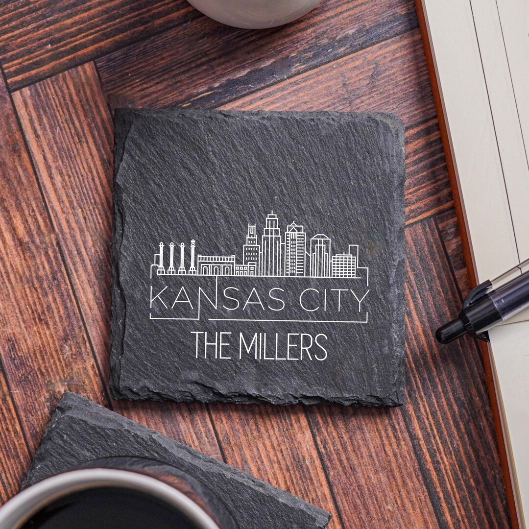 Kansas City Skyline Coasters, Personalized Missouri Decor, Custom ...