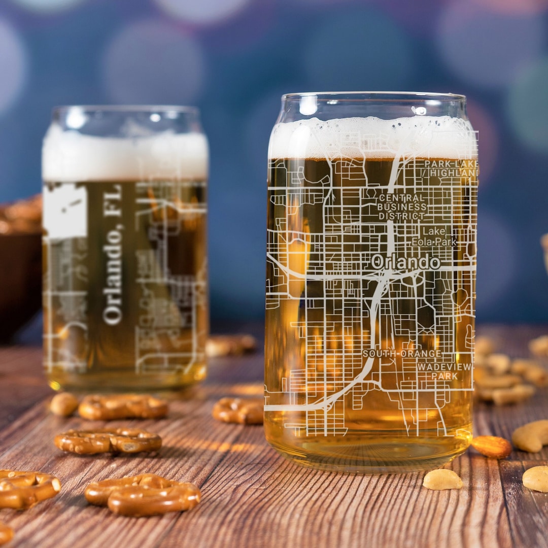 Orlando Beer Can Glass, Orlando FL Beer Can Glass Gift, Engraved City ...