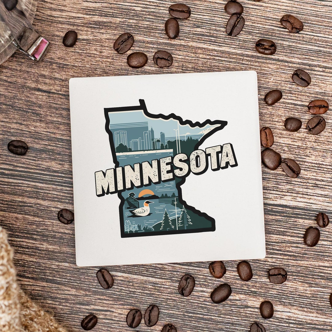 Minnesota State Coasters, Housewarming Gift, Ceramic Coaster, Minnesota ...