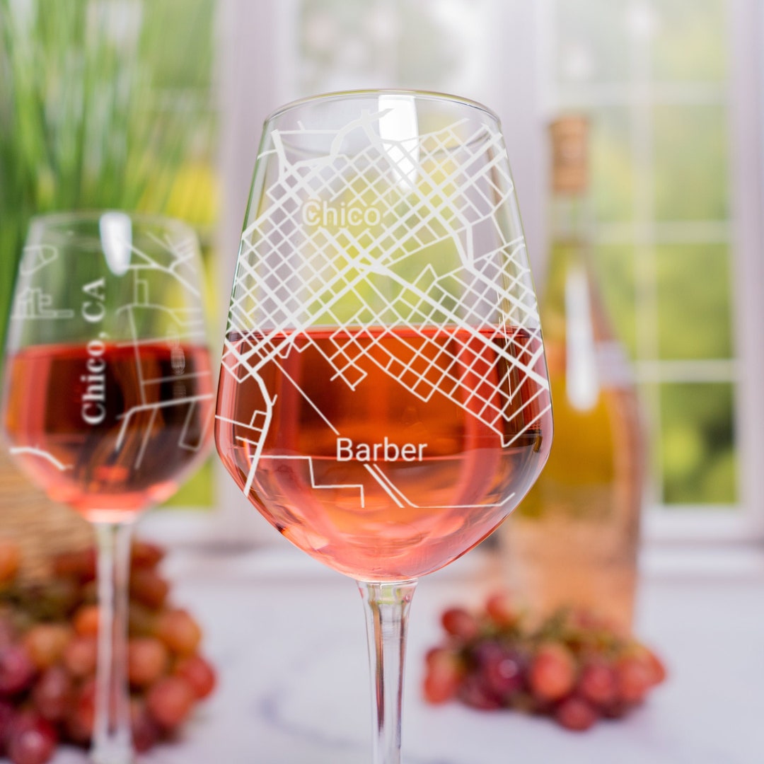Chico Wine Glass, CA Wine Glass Gift, Engraved City Map Glass, Chico ...