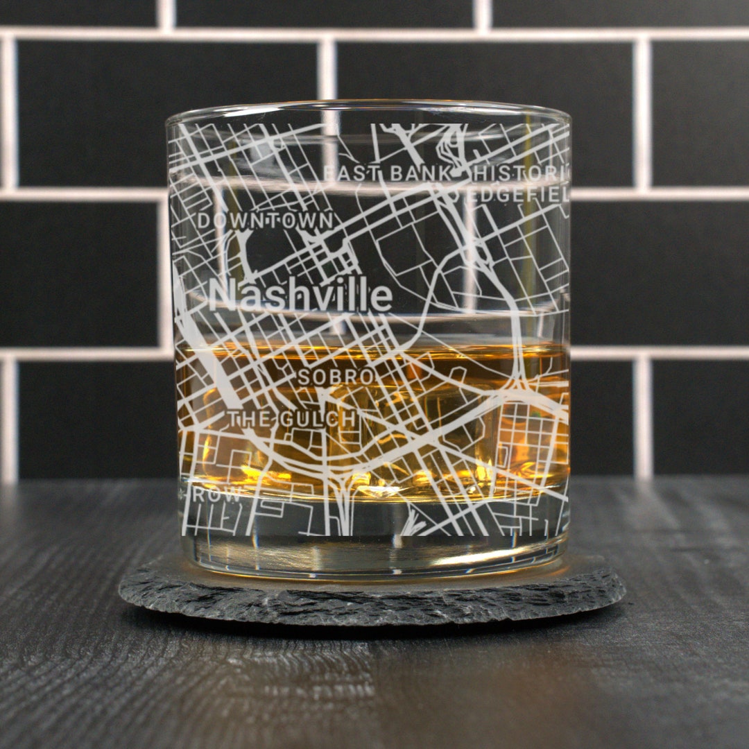 Nashville Whiskey Glass, Nashville TN Rocks Glass Gift, Engraved City ...