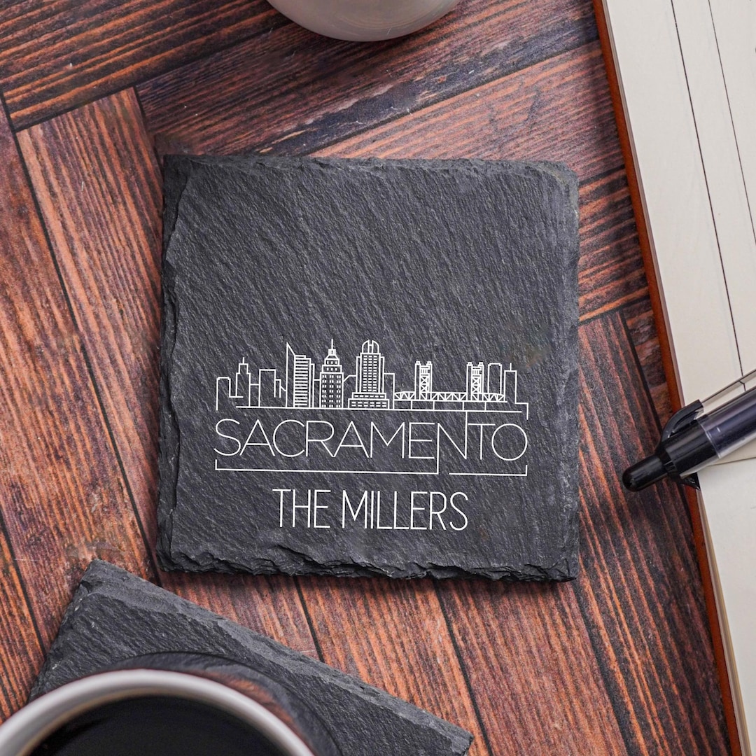Sacramento Skyline Coasters, Personalized California Decor, Custom ...