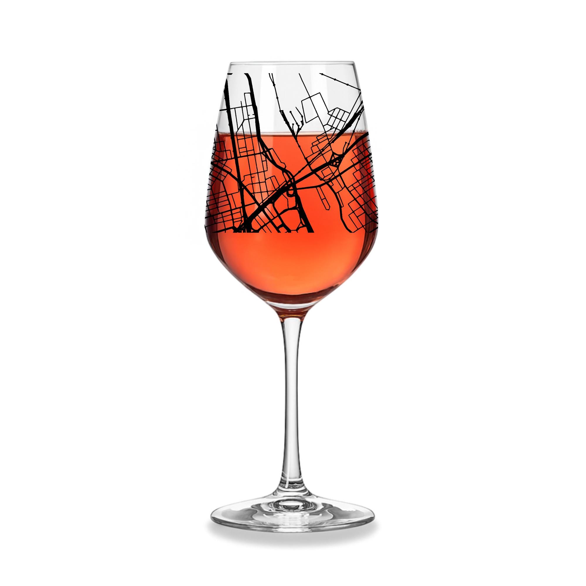 Custom Map Wine Glass - UV Printed Map of Any Town or Location ...