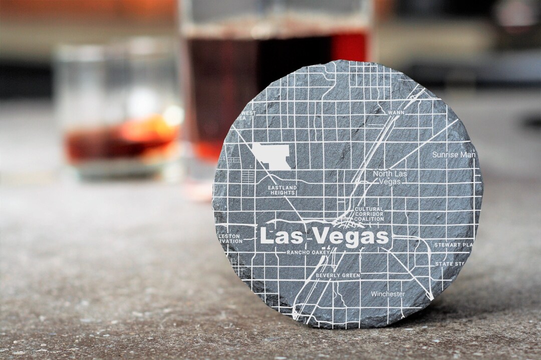 Las Vegas Map Coasters, Las Vegas NV Decor, Housewarming, Las Vegas ...