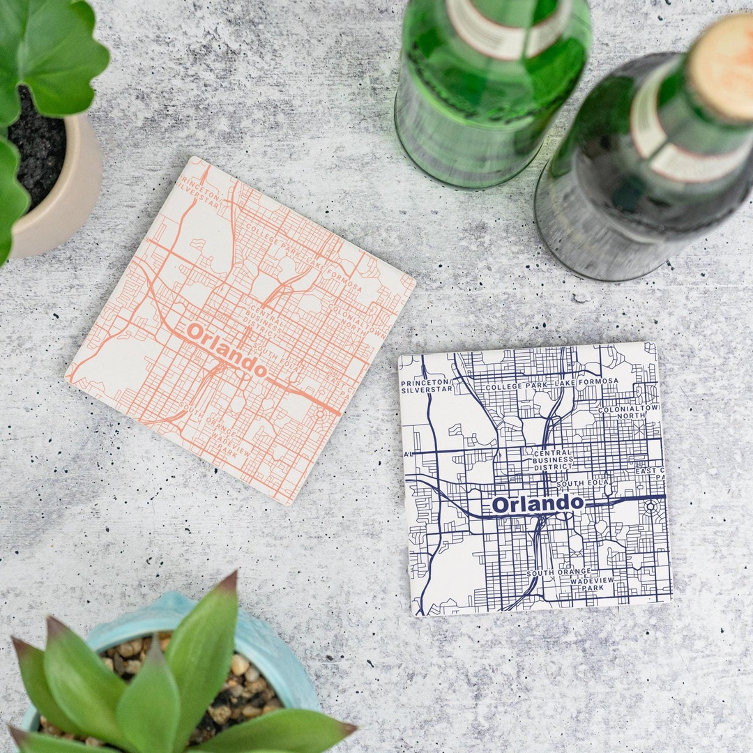 Orlando FL Coasters in Custom Colors – Florida Home Decor, FL Gift ...