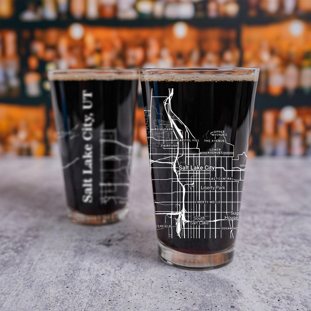 Salt Lake City Pint Glass, UT Pint Glass Gift, Engraved or UV Printed ...