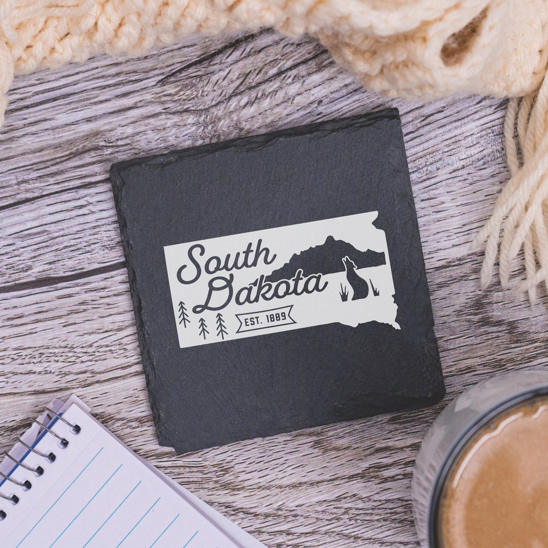 South Dakota State Coasters, Housewarming Gift, Custom Coaster, South ...