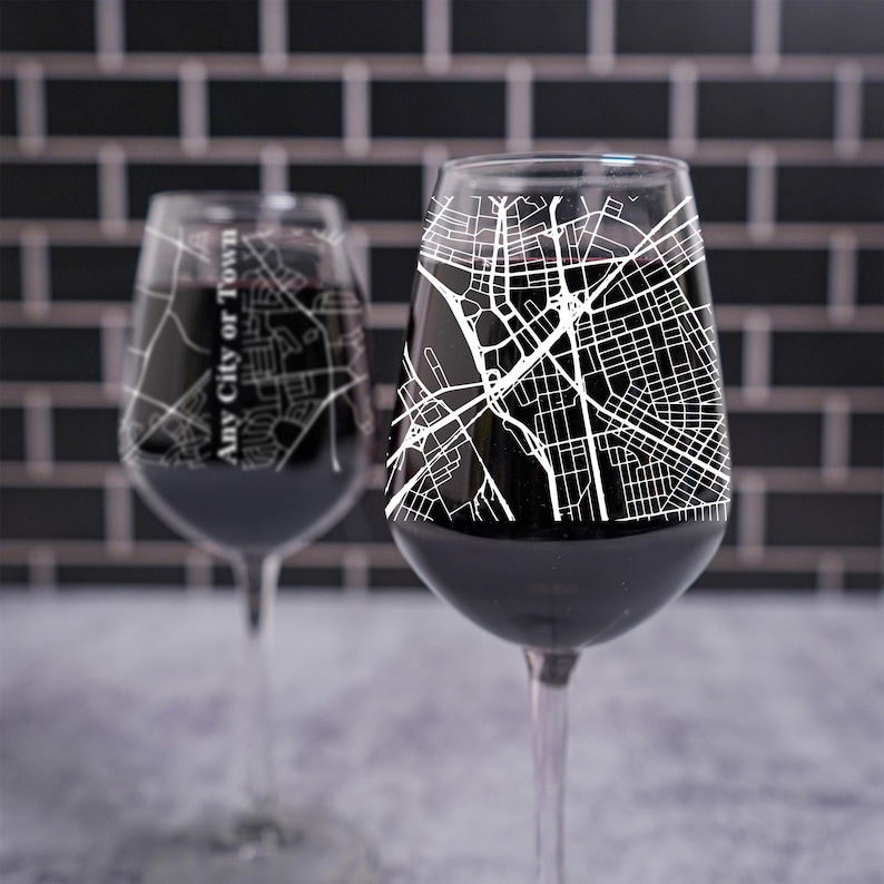 Custom Map Wine Glass - UV Printed Map of Any Town or Location ...