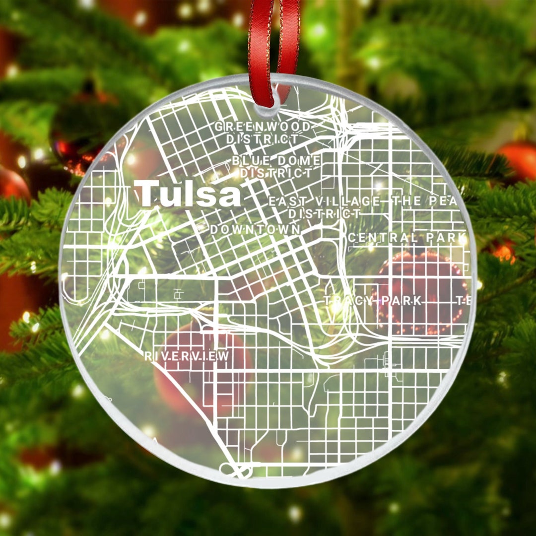 Tulsa City Map Ornament, Tulsa Oklahoma Gift, New City, Tulsa Christmas ...
