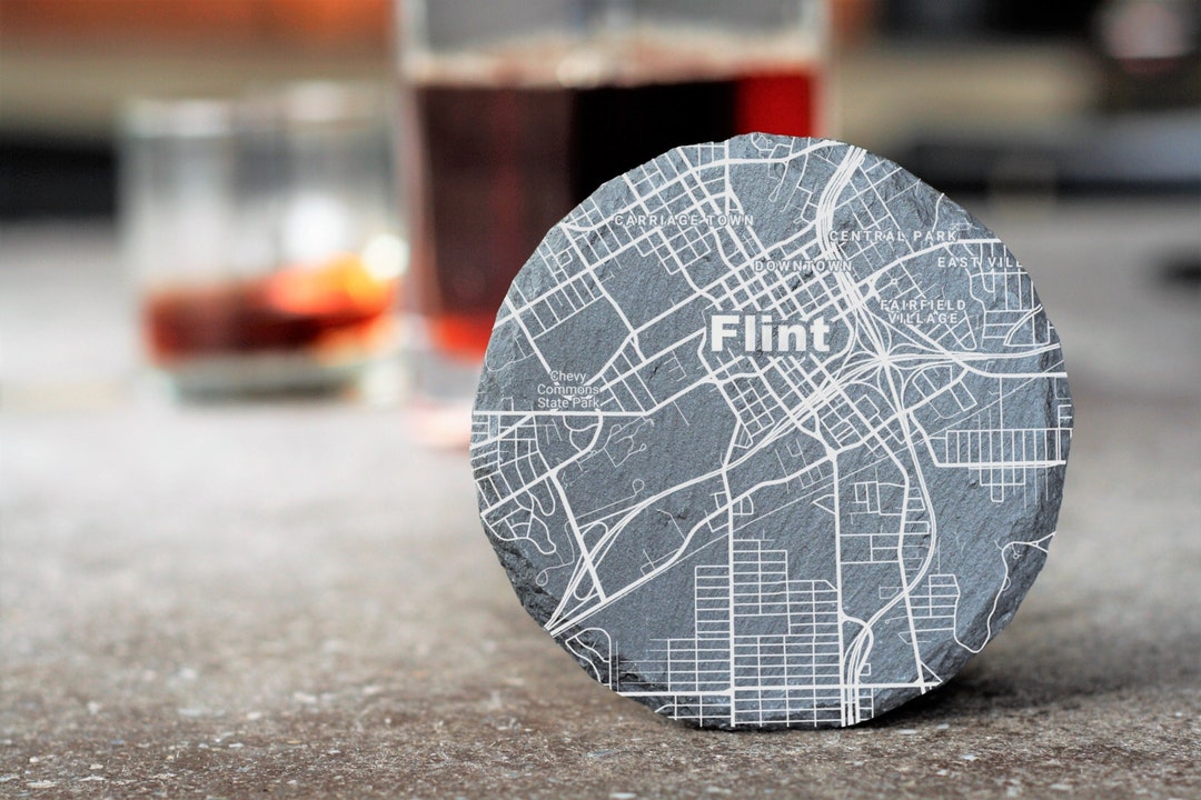 Flint MI Street Coasters, Flint Decor, Housewarming, Flint MI Gift ...