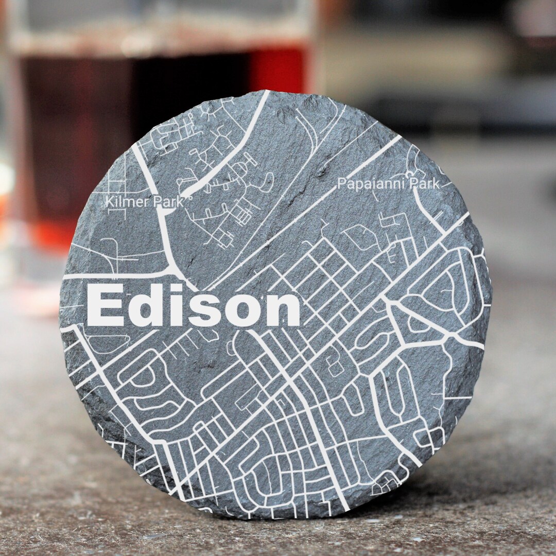Edison NJ Street Map Coaster Edison NJ Decor Housewarming - Etsy