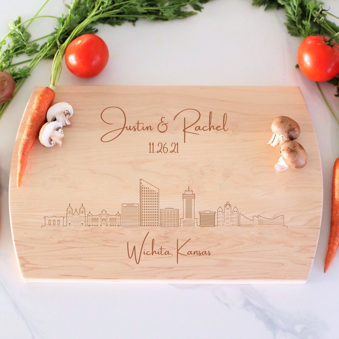Wichita Skyline Personalized Cutting Board, Custom Charcuterie, Wedding ...