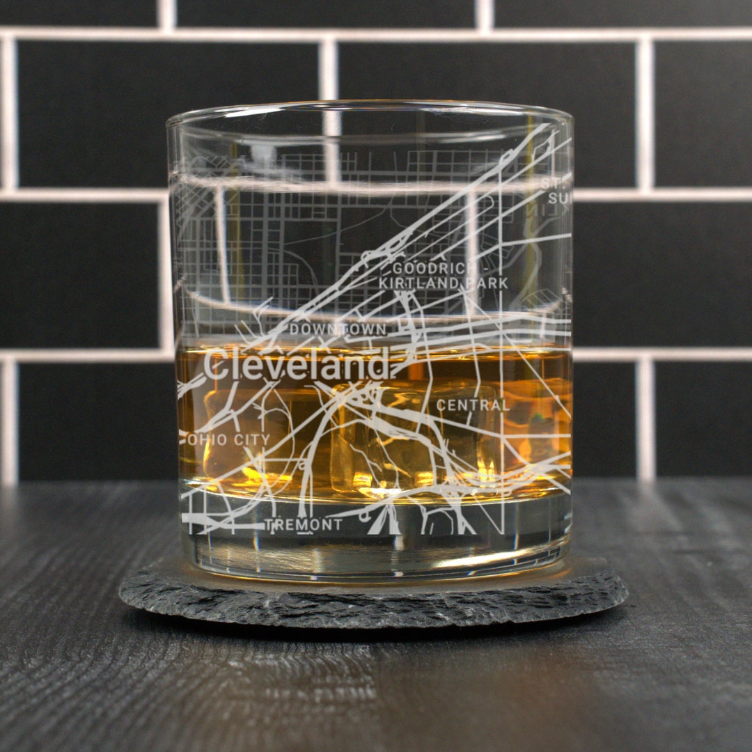 Cleveland Whiskey Glass, Cleveland OH Rocks Glass Gift, Engraved City ...