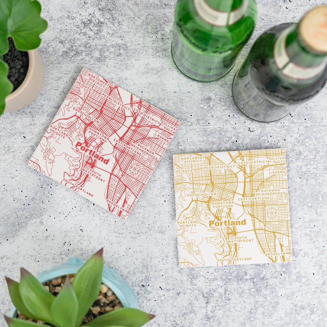 Portland OR Coasters in Custom Colors – Oregon Home Decor, OR Gift ...