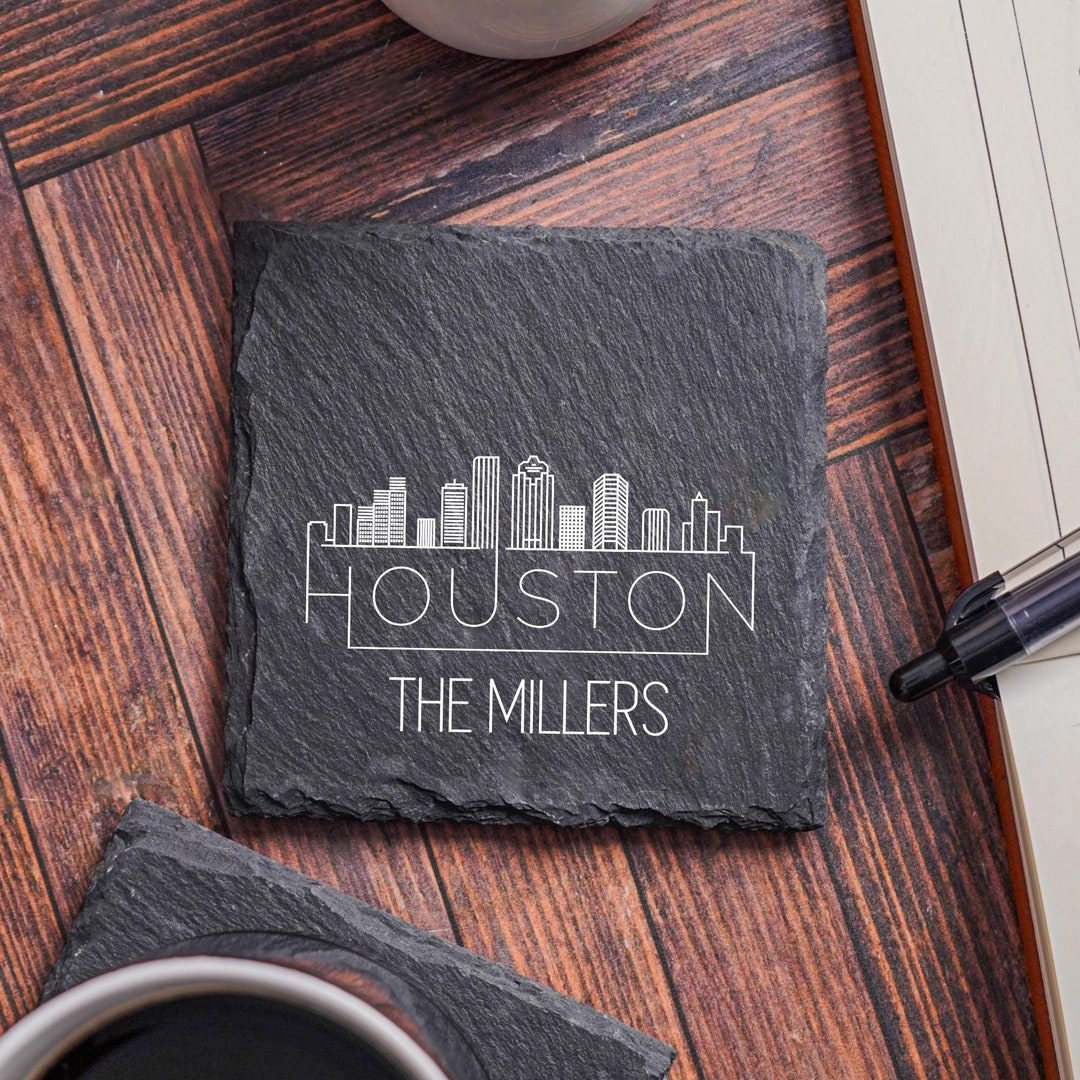 Houston Skyline Coasters, Personalized Texas Decor, Custom Cityscape ...