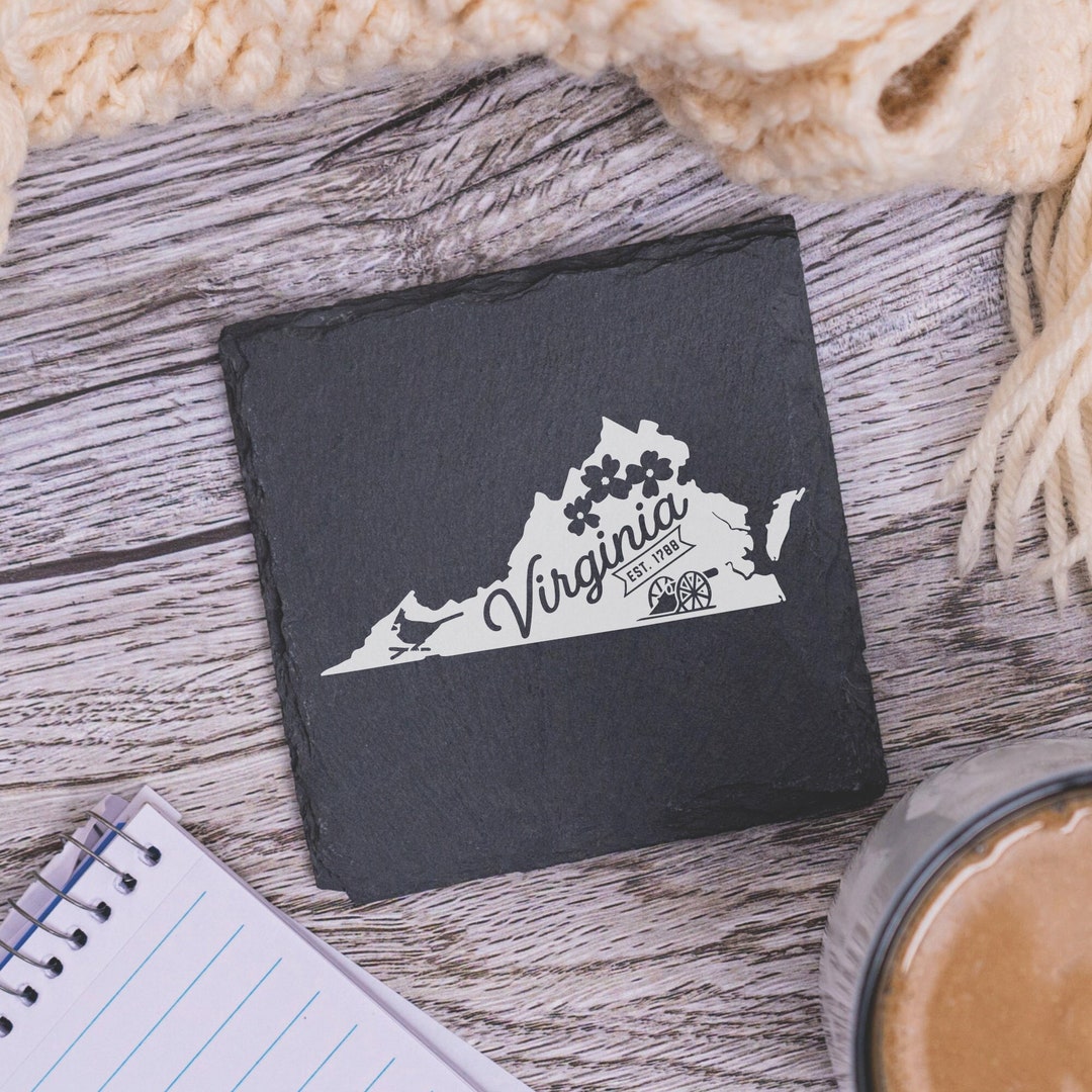 Virginia State Coasters, Housewarming Gift, Custom Stone Coaster ...