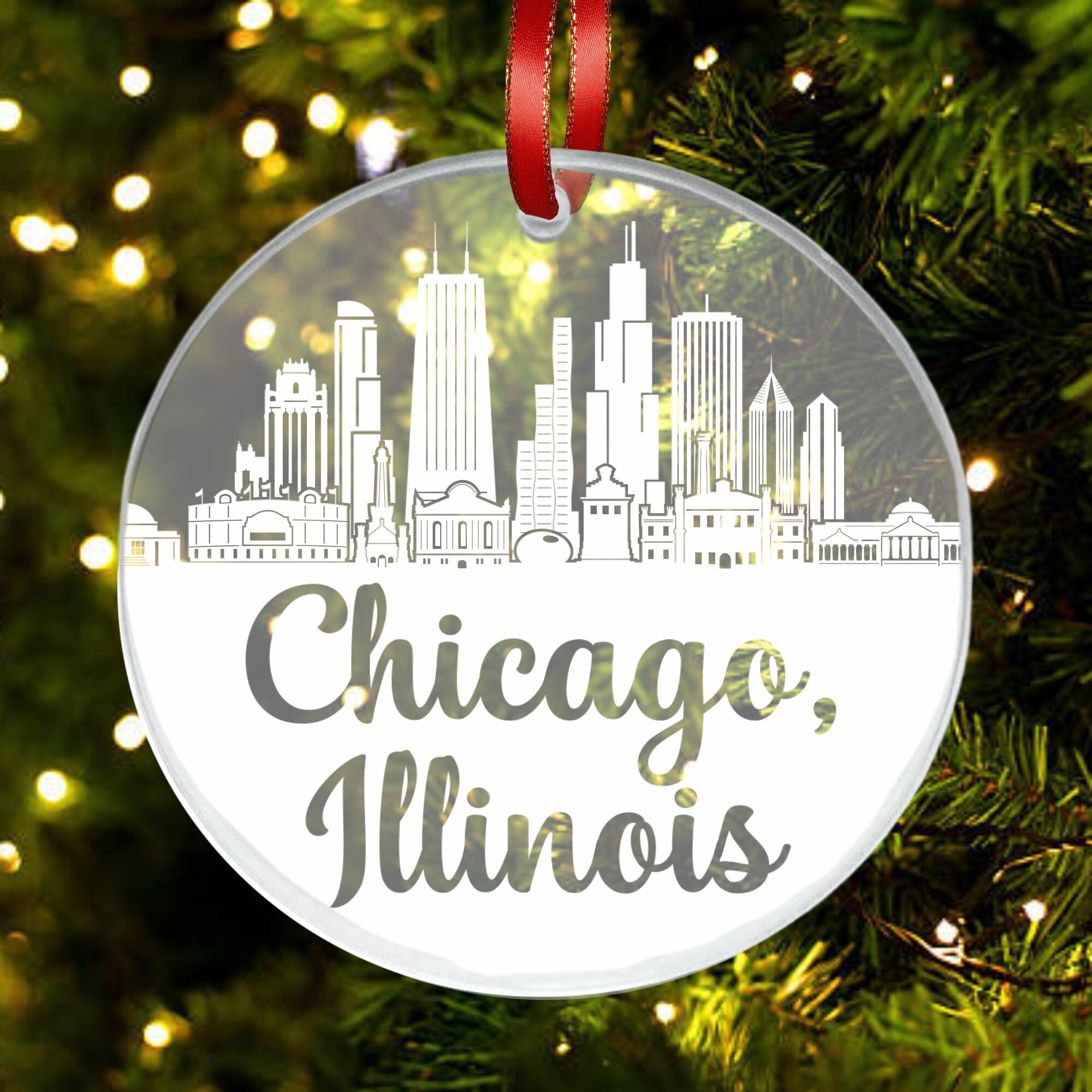 Chicago Skyline Ornament, Chicago Illinois Gift, New City Gift ...