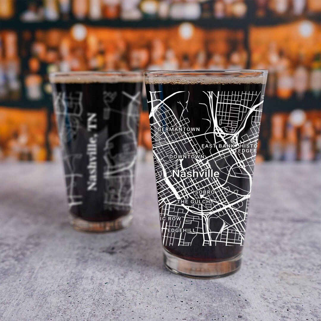 Nashville Pint Glass, TN Pint Glass Gift, Engraved or UV Printed City ...