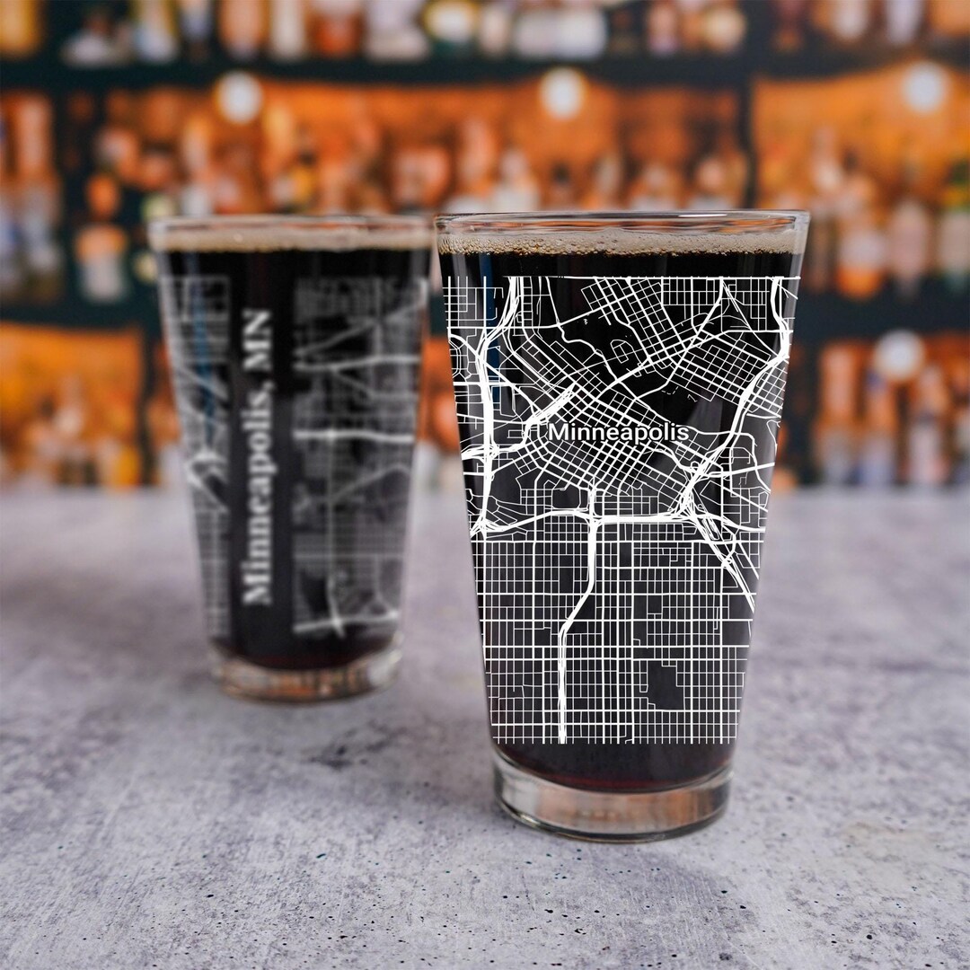 Minneapolis Pint Glass, MN Pint Glass Gift, Engraved or UV Printed City ...