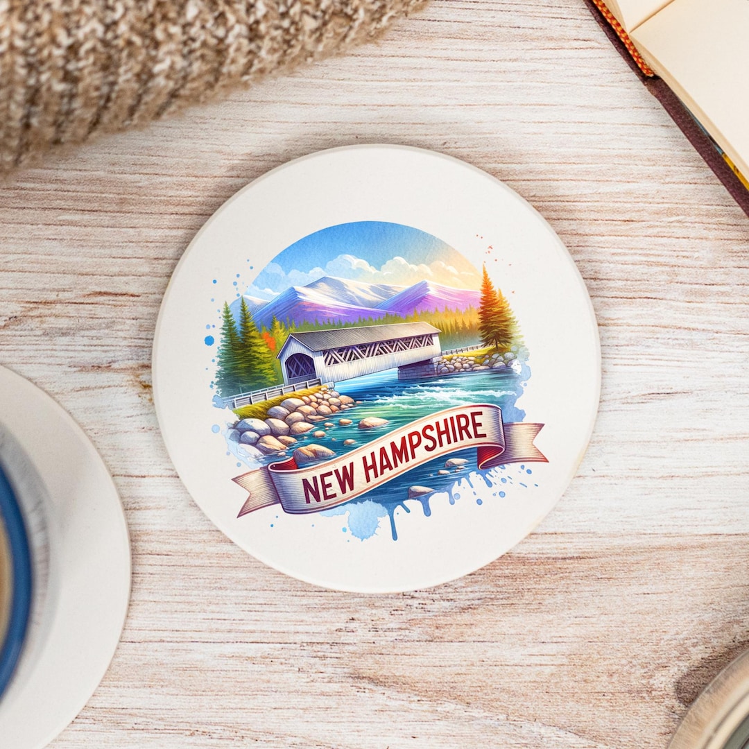 New Hampshire State Coasters, Colorful Ceramic Coaster, NH Decor, New ...