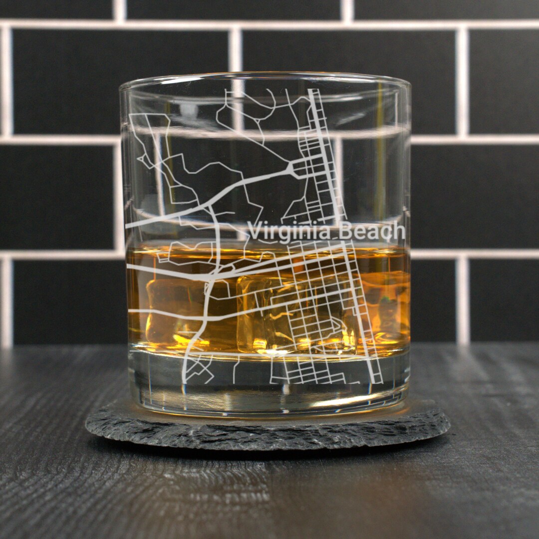 Virginia Beach Whiskey Glass, Virginia Beach Rocks Glass Gift, Engraved ...