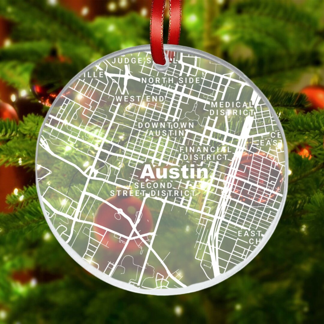 Austin Map Ornament, Austin TX Gift, New City, Austin Christmas ...