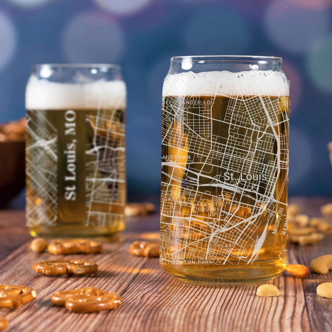 St Louis Beer Can Glass, St Louis MO Beer Can Glass Gift, Engraved City ...