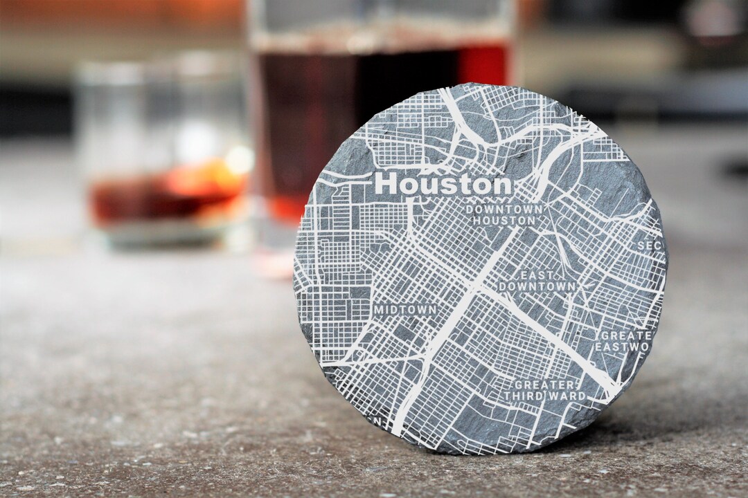 Houston City Map Coasters, Texas Decor, Housewarming, Houston Gift ...