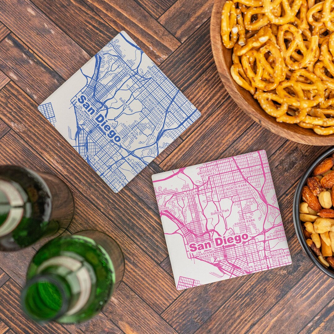 San Diego CA Coasters in Custom Colors – California Home Decor, CA Gift ...