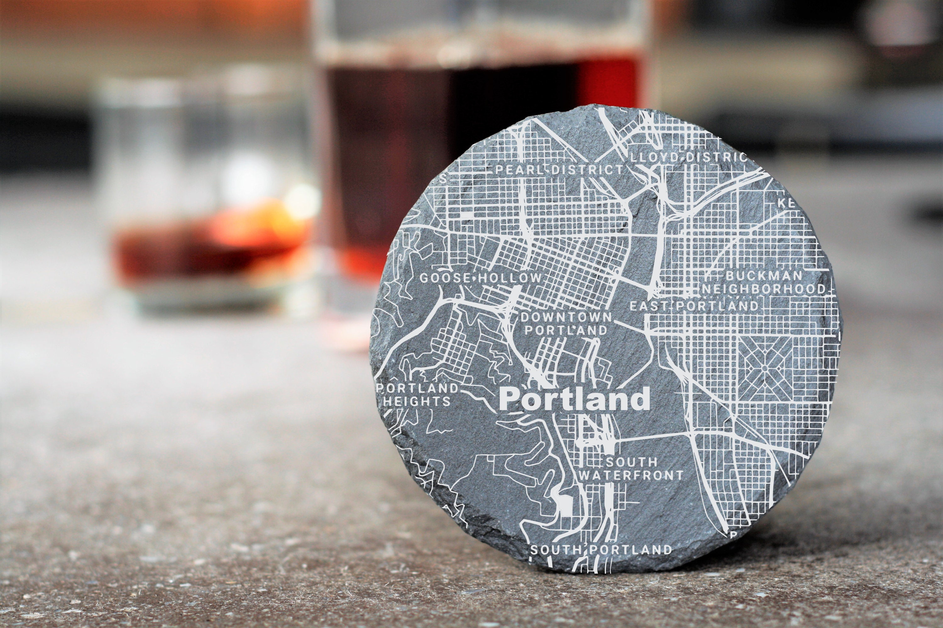 Portland Street Map Coasters Portland Decor Housewarming | Etsy