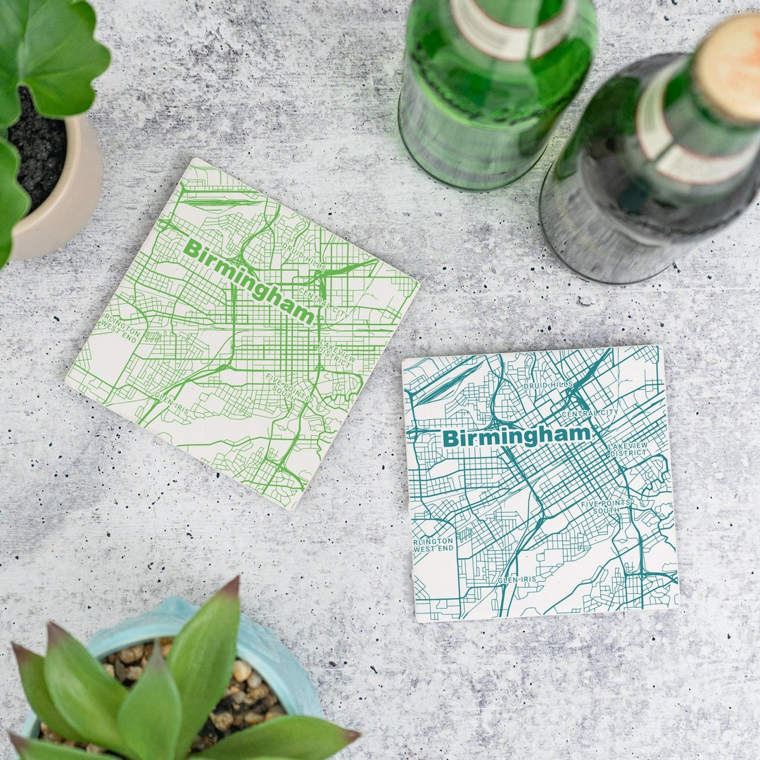 Birmingham AL Coasters in Custom Colors – Alabama Home Decor, AL Gift ...