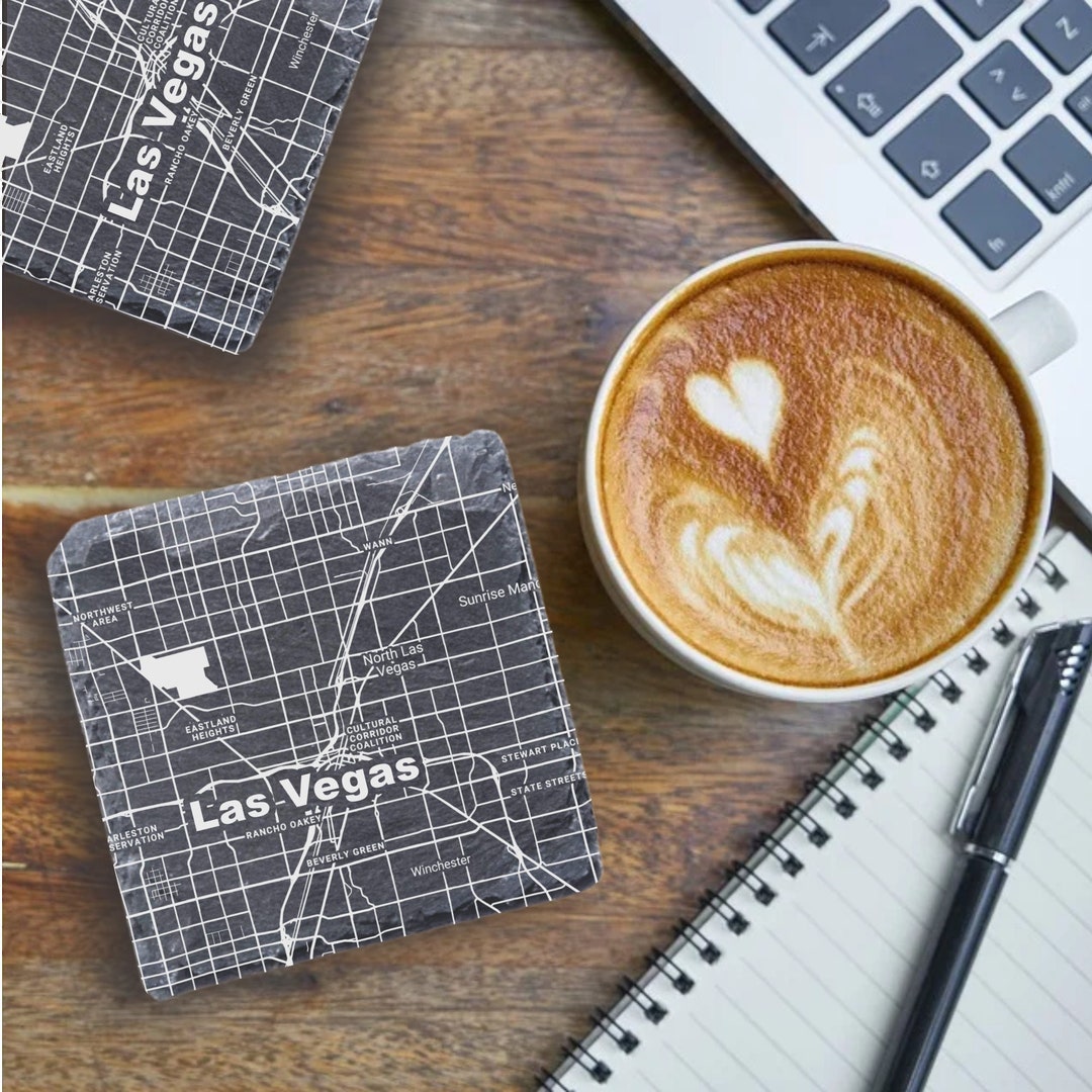 Las Vegas Housewarming Gift, Printed Slate Coaster, Las Vegas Decor ...