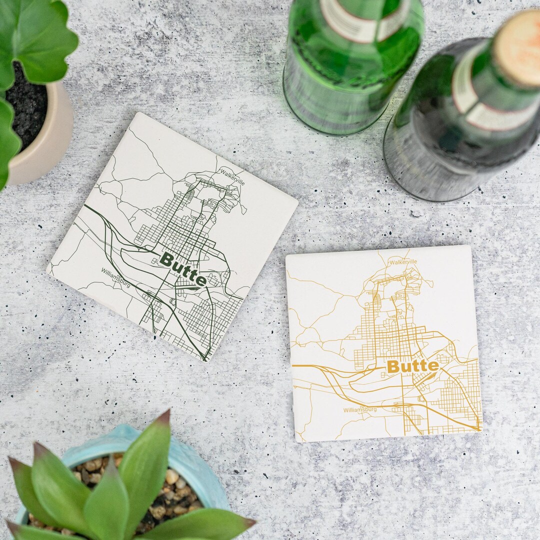 Butte MT Coasters in Custom Colors – Montana Home Decor, MT Gift ...