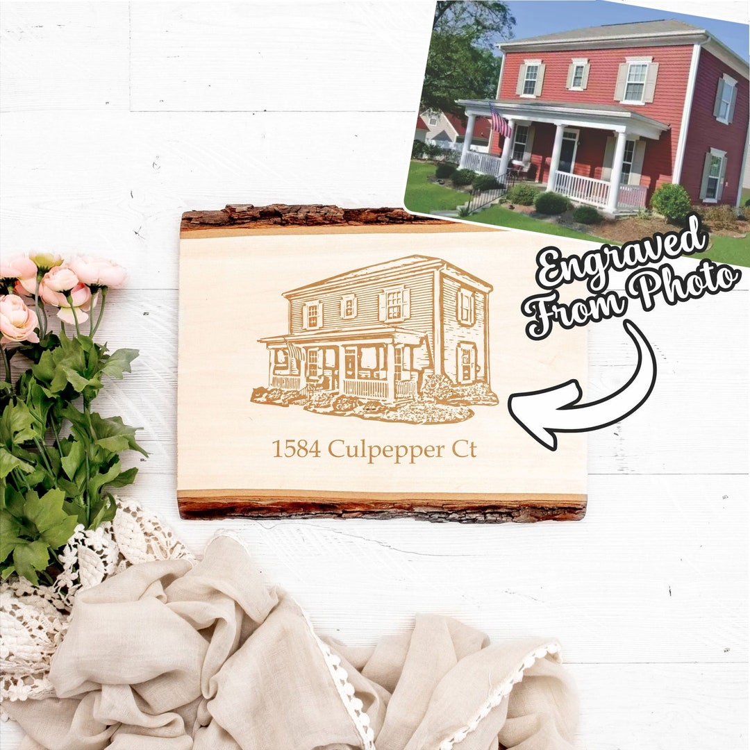 Engraved Home Portrait Keepsake, Home Photo Engraved, Housewarming, New ...