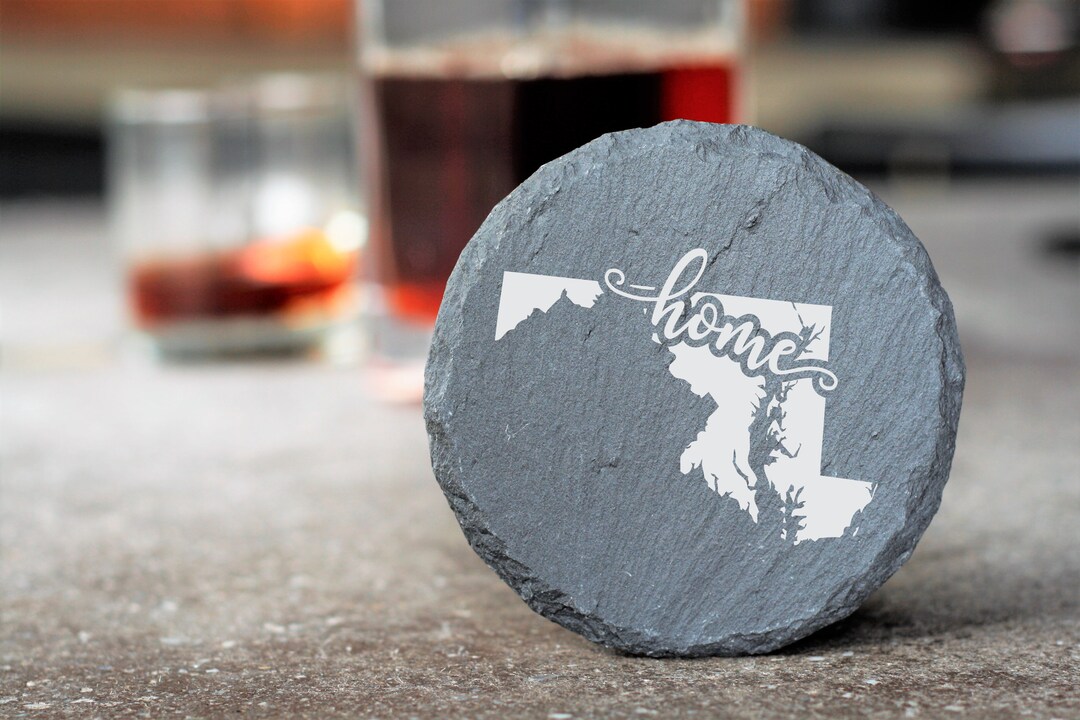 Maryland State Coasters, Housewarming Gift, Custom Stone Coaster, Slate ...